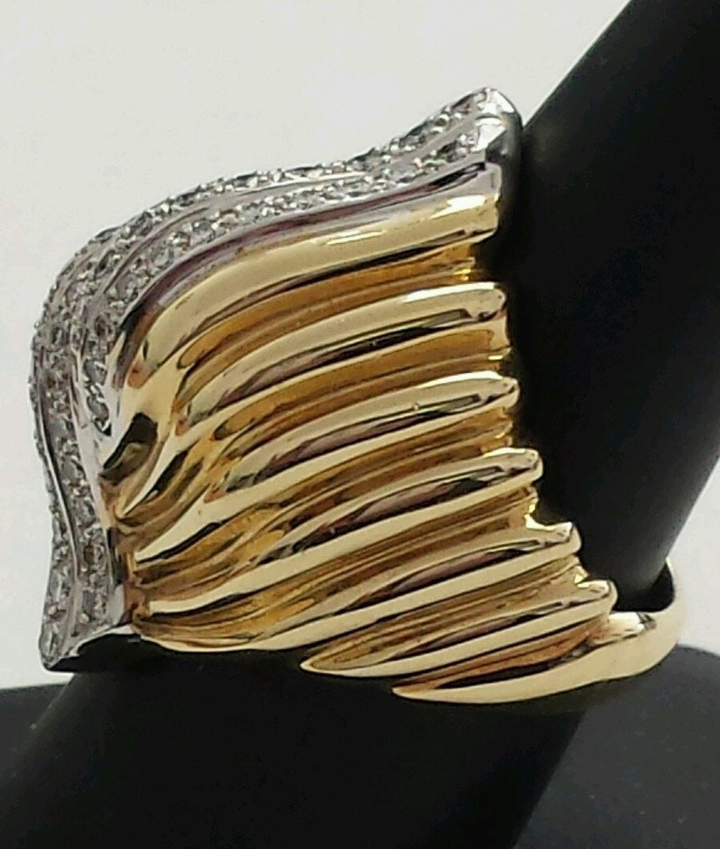 14 KARAT YELLOW GOLD DIAMOND RIGH HAND RING | eBay