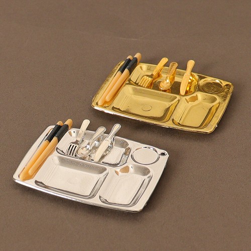 1:12 Dollhouse Miniature Tableware Dinner Plate Forks Spoons Kitchen ...