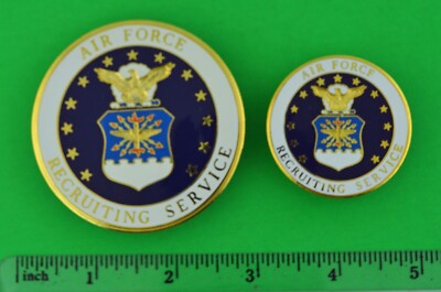 US Air Force Recruiting Service Badges - Pair full size and miniature ...