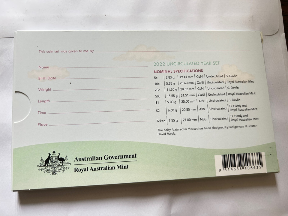 2022 Baby Coin Set - All Coins including baby $2 elder 50c and 10c ...