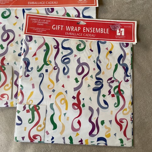 Vtg Jillson & Roberts Birthday Streamers 2 Sheets Gift Wrap Paper 20x ...