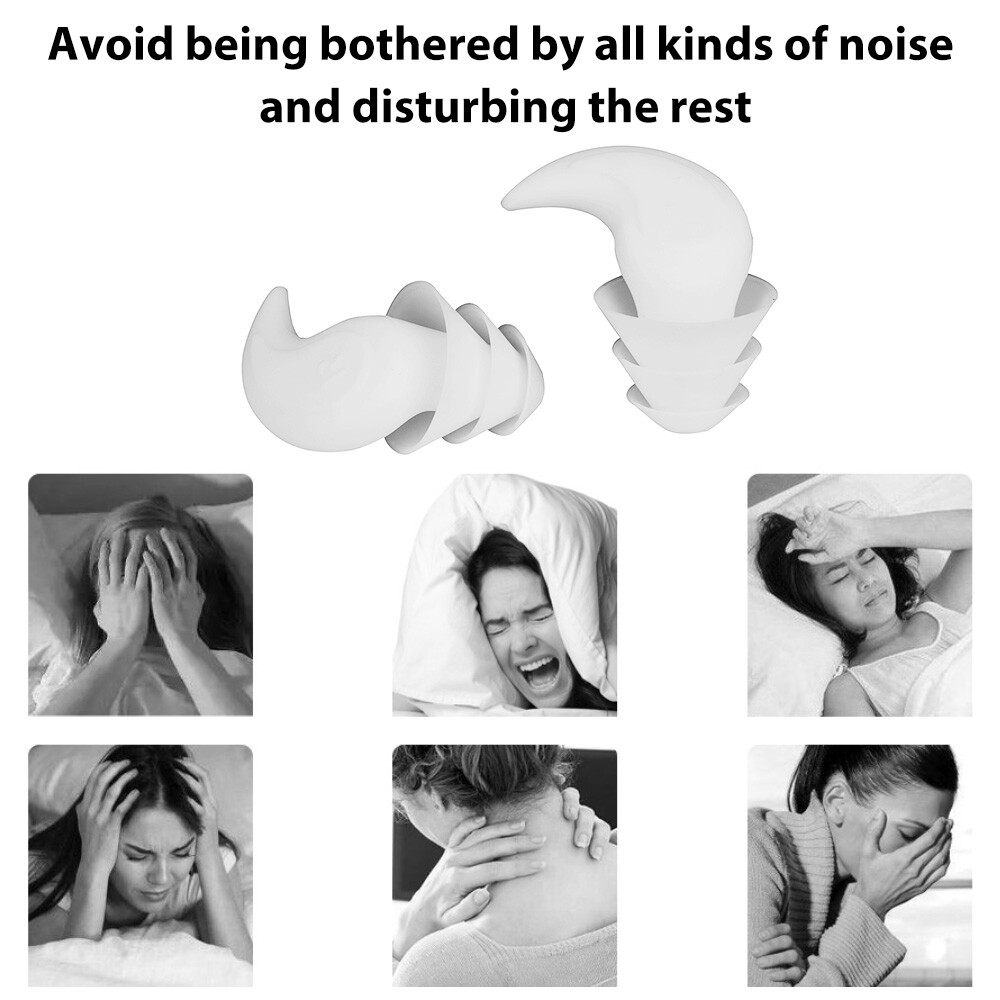 Reusable Soft Silicone Sleep Ear Plugs Tapered Noise Reduction Sound ...