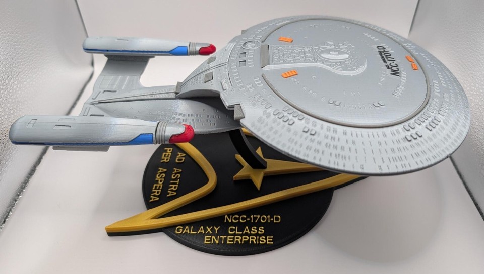 Star Trek USS Enterprise D Model with Display Stand - 3D Printed Hand ...