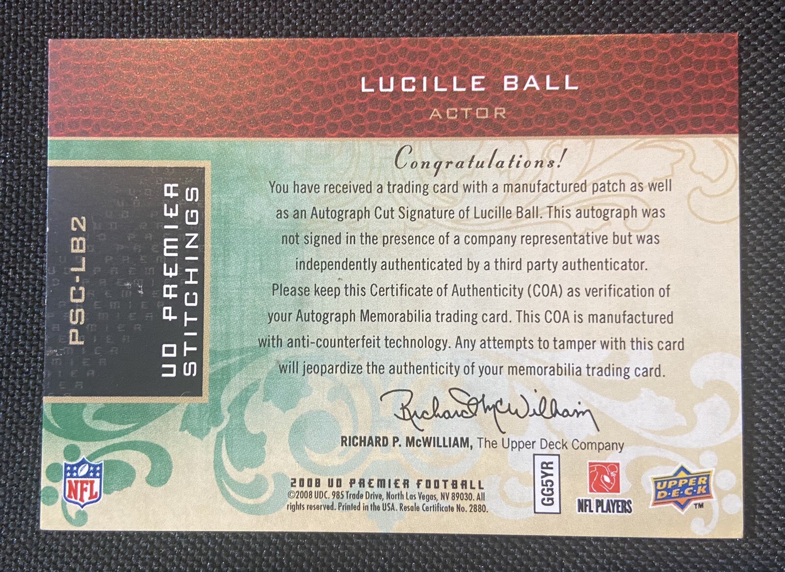 2008 UD Premier LUCILLE BALL AUTO /16 Cut Signature Autograph UDA SP I ...