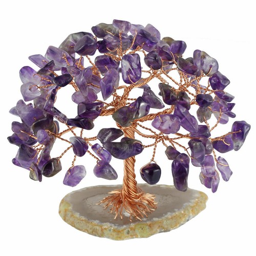 Natural Crystal Tree Copper Money Tree with Agate Slice Base for Luck ...