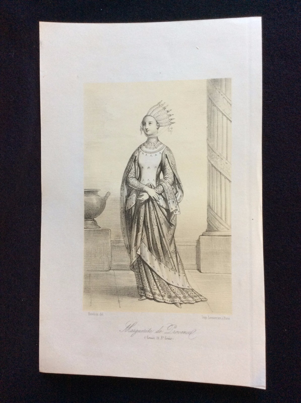 Queen Daisy Of Provence King Louis Ix Saint Louis Gravure XIX ° Th ...
