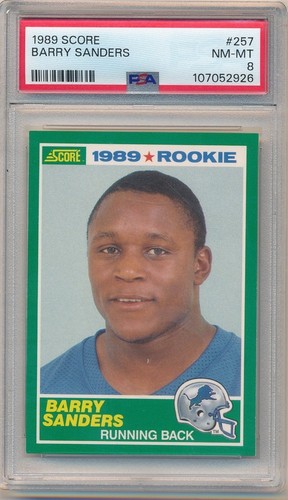BARRY SANDERS 1989 SCORE FOOTBALL #257 RC ROOKIE CARD DETROIT LIONS PSA ...