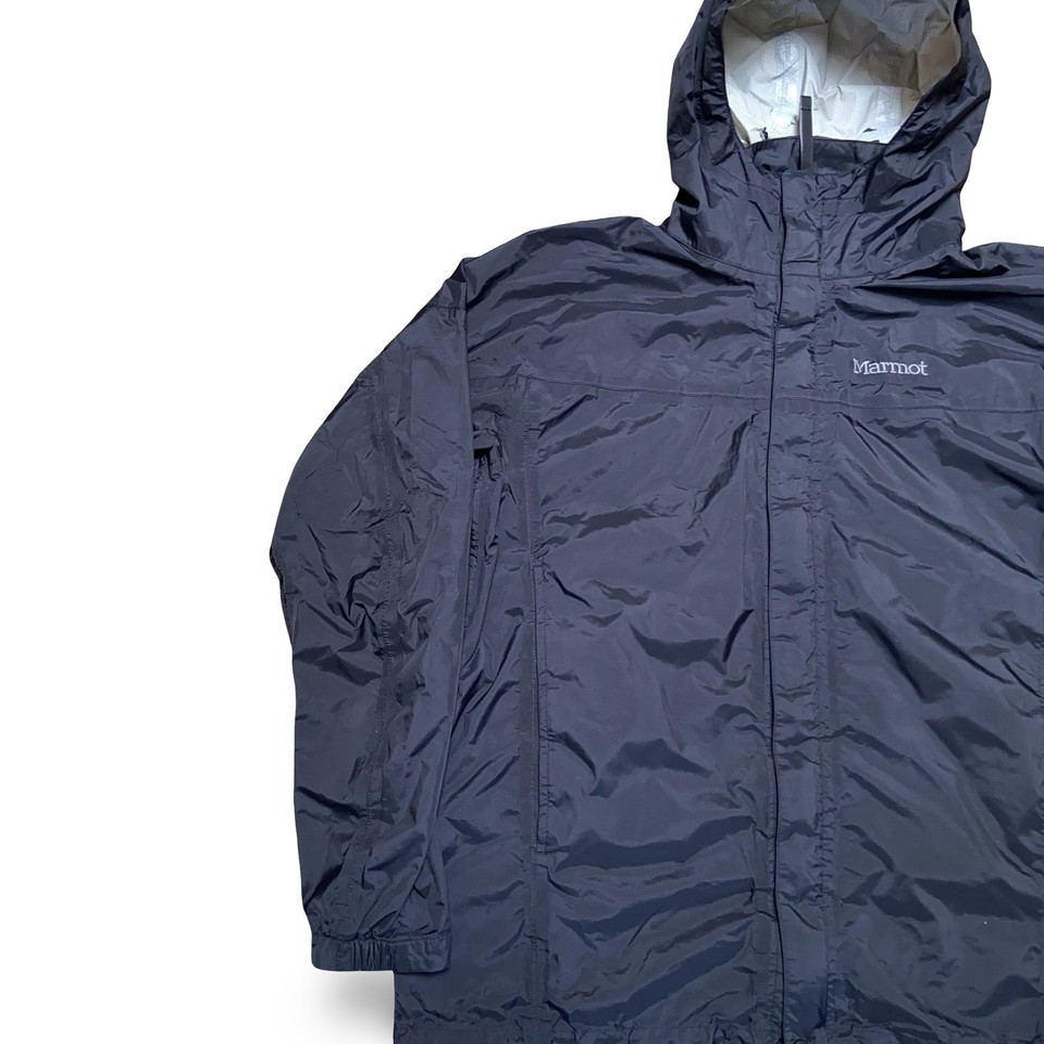Marmot Mens Hooded Rain Jacket Large Navy Waterproof Windbreaker ...