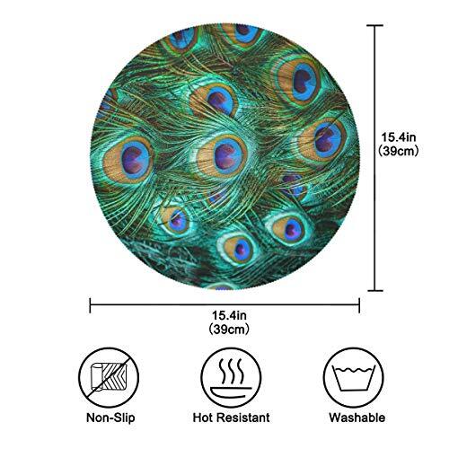 Round Placemat Animal Peacock Feather Polyester Heatresistant Table ...