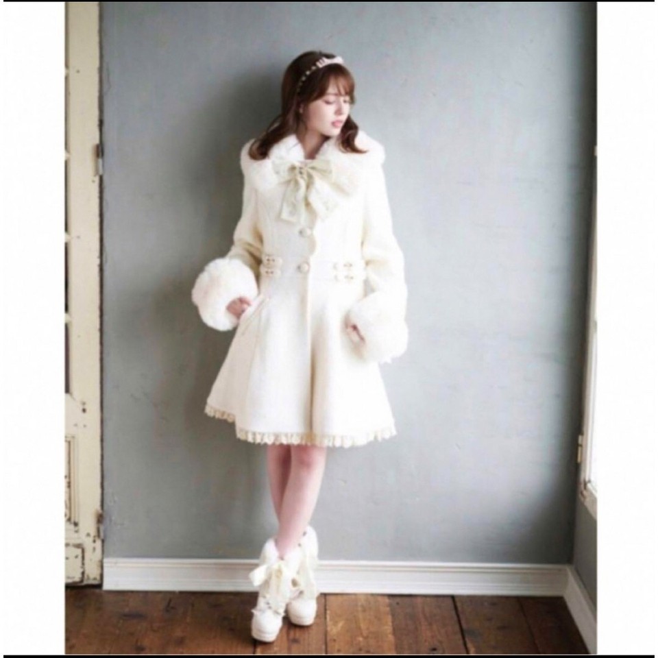 Liz Lisa Bijou Ribbon Mini A-Line Coat White From Japan | eBay