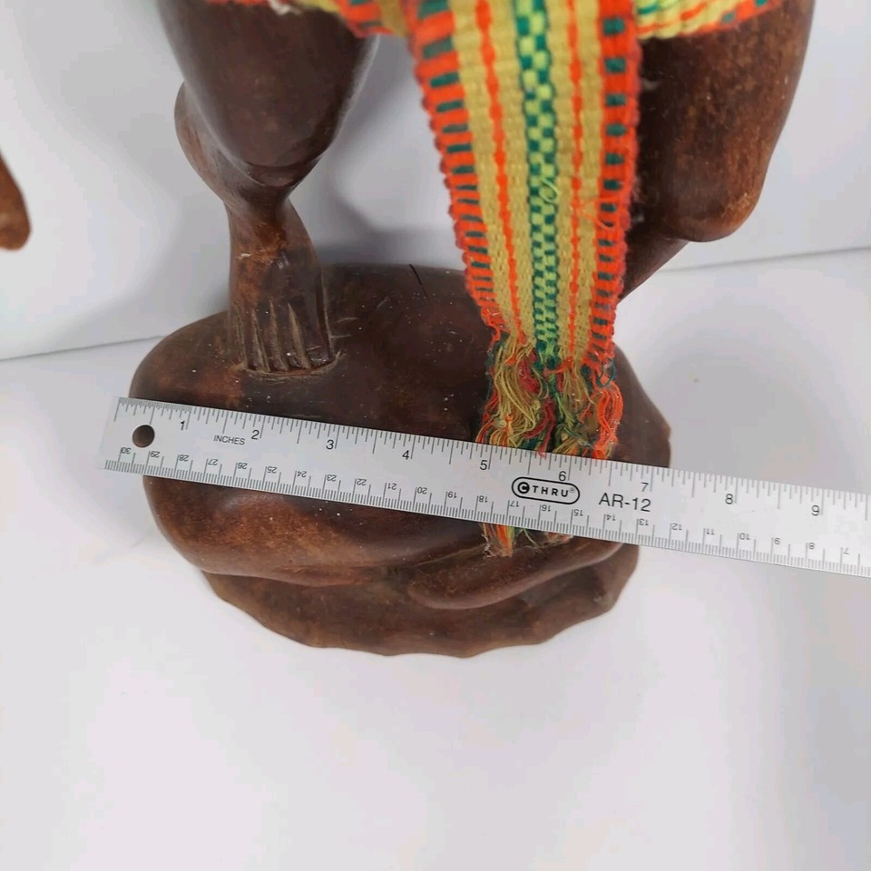 Lrg Carved Headhunter Sculpture Wood Tribal Warrior Statue 26" Tall ...