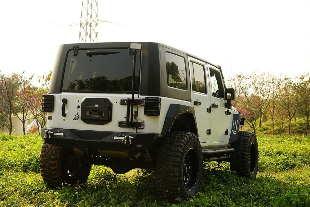 Rear Back Bumper w/ LED Floodlights &Towing Hooks for Jeep Wrangler JK ...
