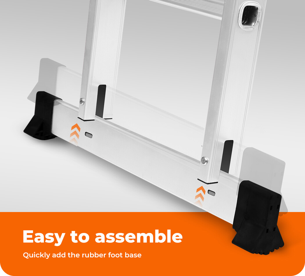 Traderight Multi Purpose Ladder Aluminium Folding Step Extension 3.6/4. ...