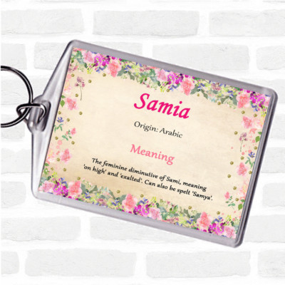 Samia Name Meaning Bag Tag Keychain Keyring Floral | eBay