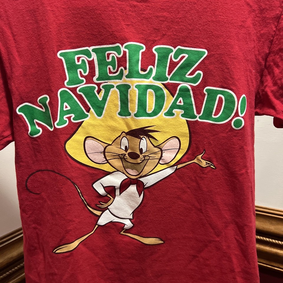 * Looney Tunes Feliz Navidad T Shirt Men's Size Small 34/36 Red Speedy ...