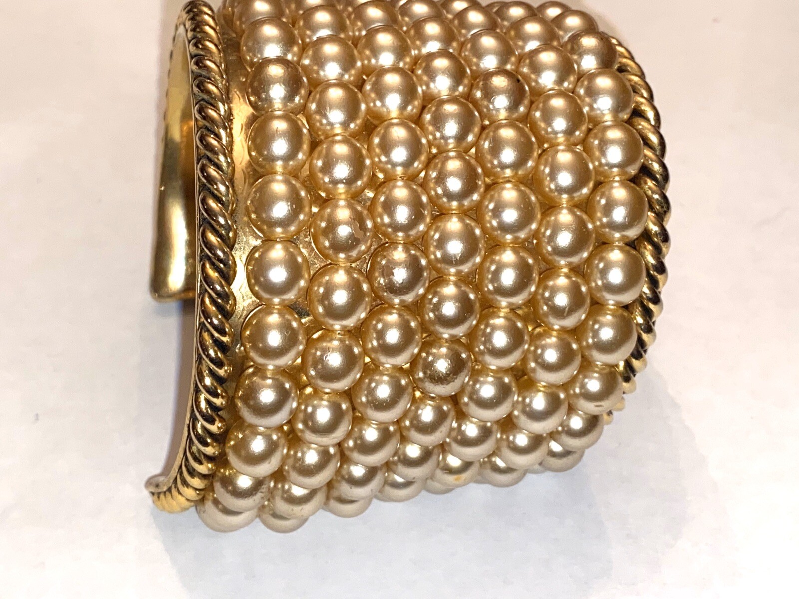 Vintage Edouard Rambaud Paris Couture Gold Rope Pearl Cuff bracelet ...