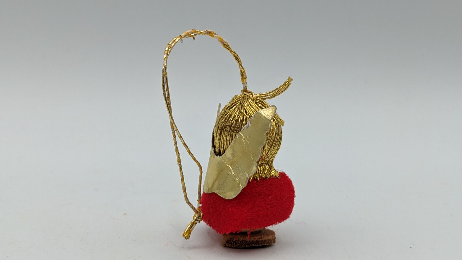 Vintage 1.5" Mini Wood Bead Angel Christmas Tree Ornament Gold Paper ...