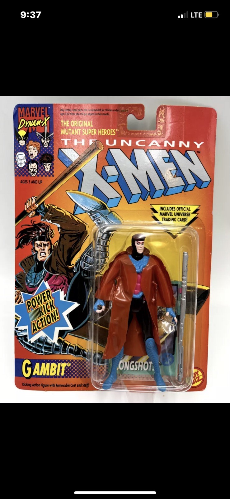 The Uncanny X- Men GAMBIT Power Kick Figure Marvel Comics 1993 Toy Biz ...