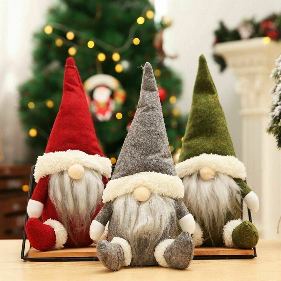3pcs Christmas Faceless Gnome Santa Plush Dolls Xmas Ornament Toy Table ...