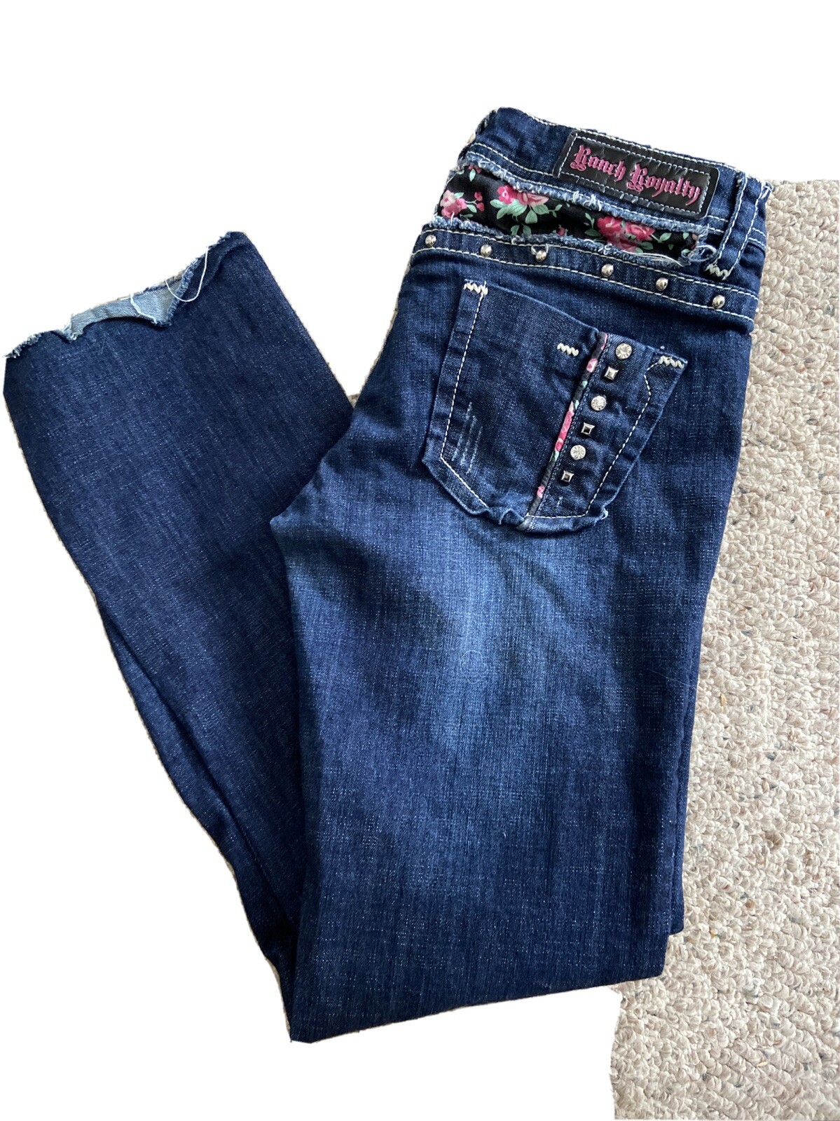 Ranch Royalty Jeans hems cut-flowers jewels Western D… - Gem