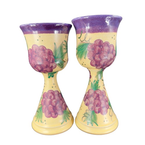 Studio Art Pottery Hand Made Goblets Drinking Wine Glasses Signed ...