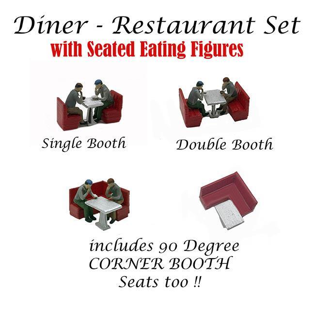 HO Scale Diner Restaurant Set of Booths, Corner Booths, Tables, Eating ...