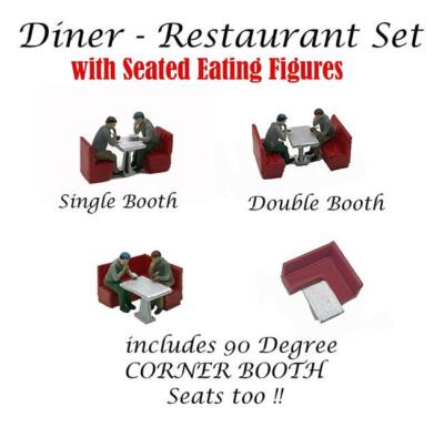 HO Scale Diner Restaurant Set of Booths, Corner Booths, Tables, Eating ...