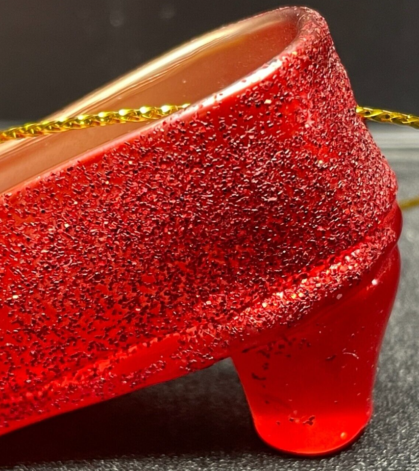 VGUC Ruby Red Slipper/Shoe Ornament, Glitter, Xmas, 1 1/4" T x 2 3/4" L ...