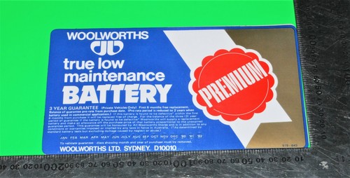 WOOLWORTHS CAR BATTERY 3 Year Warranty Sticker "NOS" New old Stock | eBay