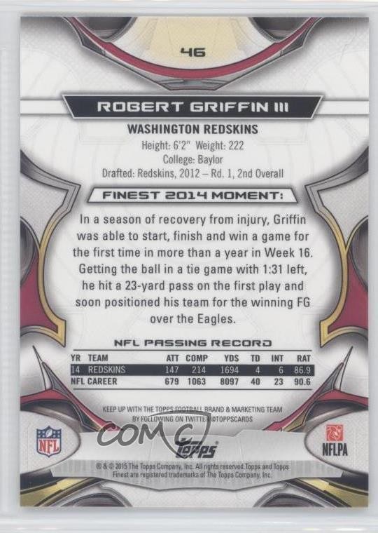 2015 Topps Finest Refractor Robert Griffin III #46 | eBay