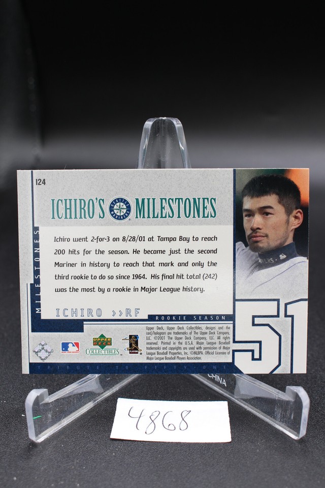 ICHIRO MARINERS UPPER DECK 2001 MILESTONES TRIBUTE TO 51 #124 | eBay