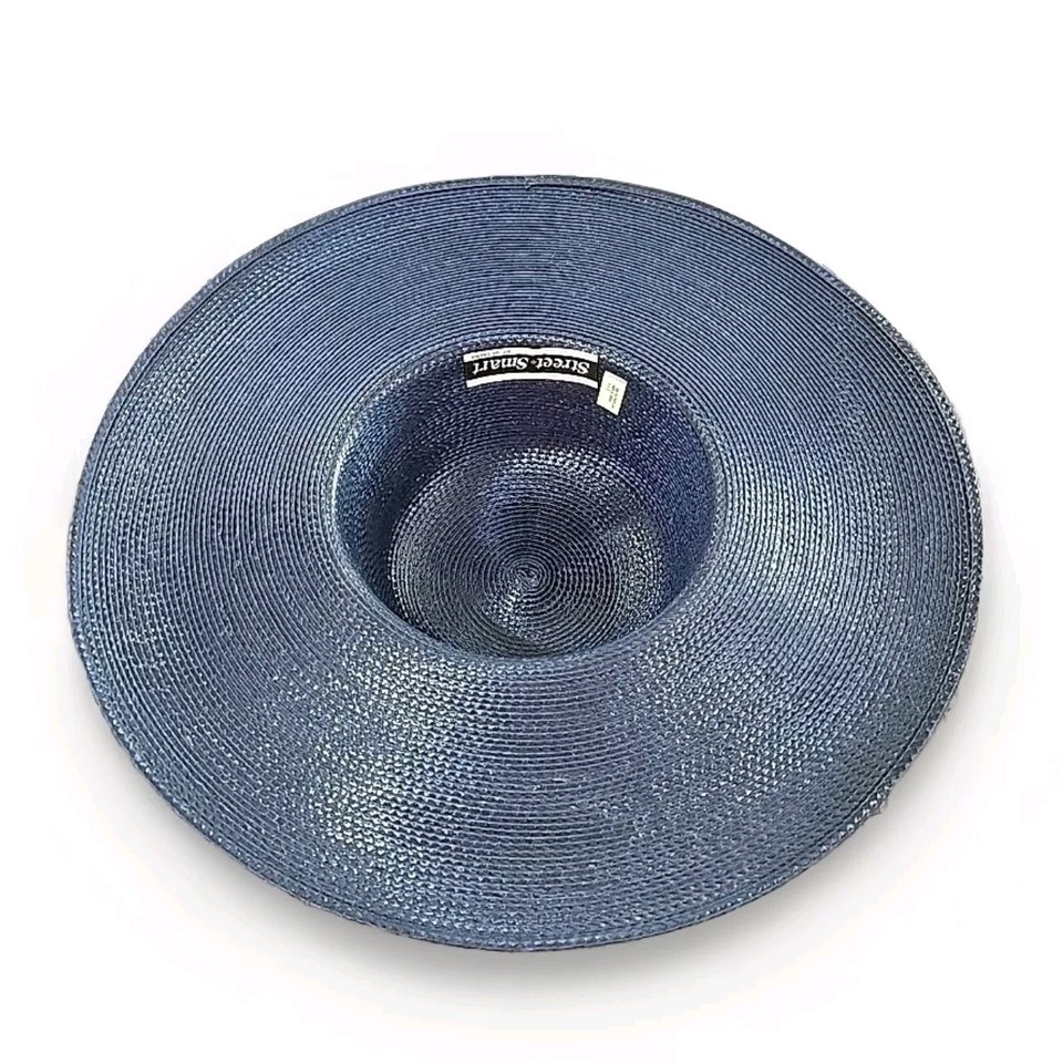 Street Smart by Betmar Navy Blue Straw Sun Hat 5" Brim Women's Vintage ...
