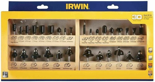 30 Irwin Marples 1/4" Carbide Router Bit Set Roundover Roman Ogee Cove ...