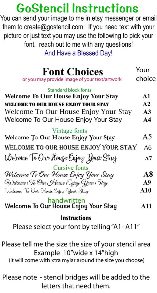 Large Custom stencils - pick your size and send us your image or text ...