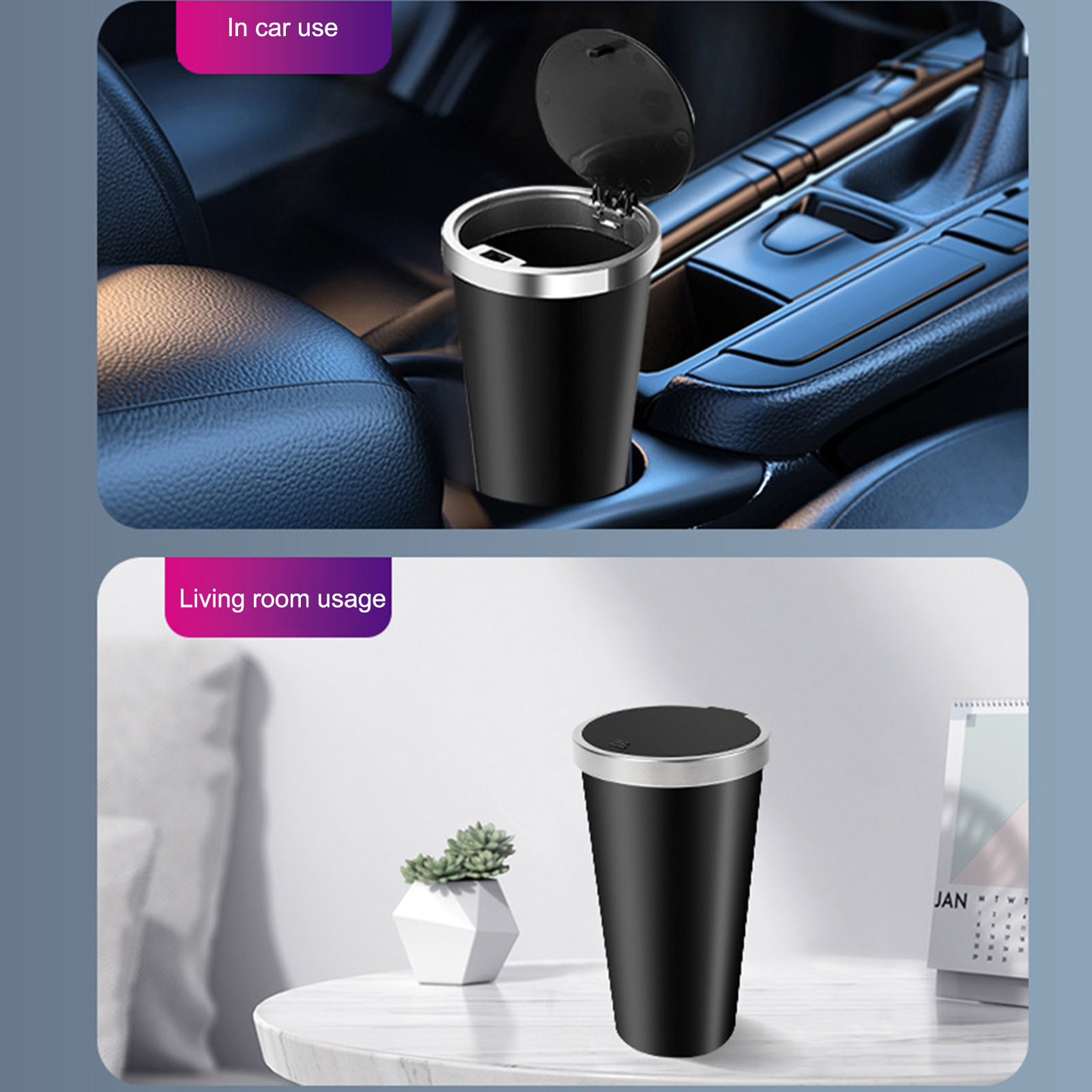 Small Car Garbage Bin Console Trash Waterproof with Lid Universal Suv ...