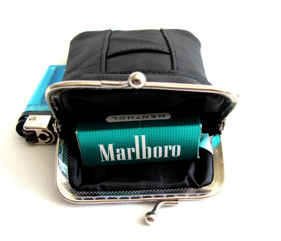 100's 120's 100% Genuine Leather Cigarette Case Lighter Pocket Kiss ...