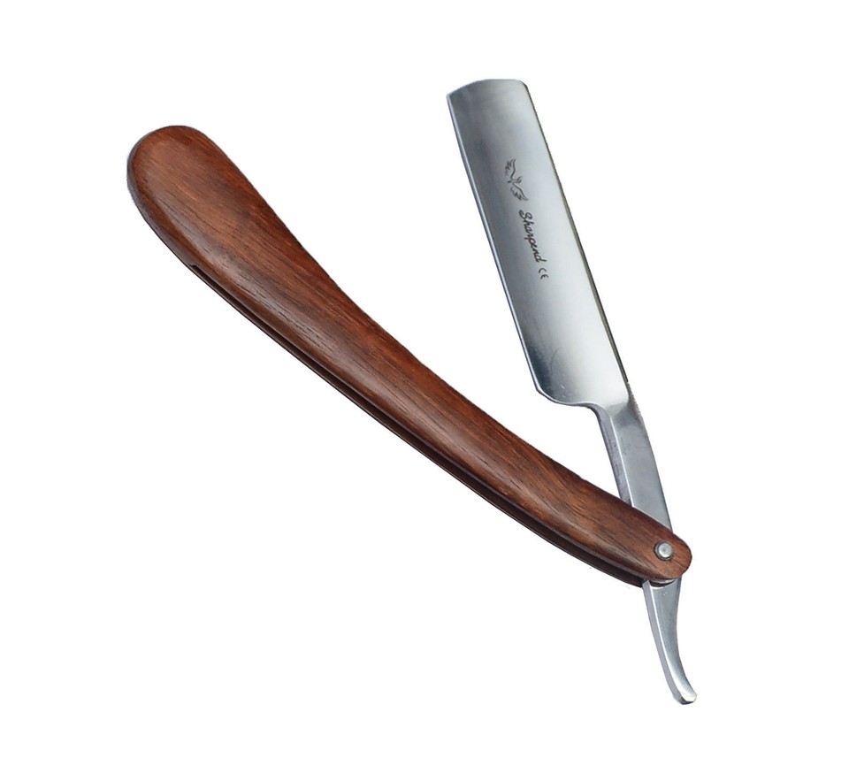 BARBER SALON STRAIGHT CUT THROAT RAZOR WITH LEATHER STROP SHARPENING ...