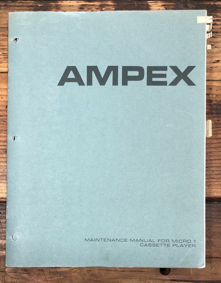 Ampex Micro 1 Cassette Service Manual *Original* | eBay