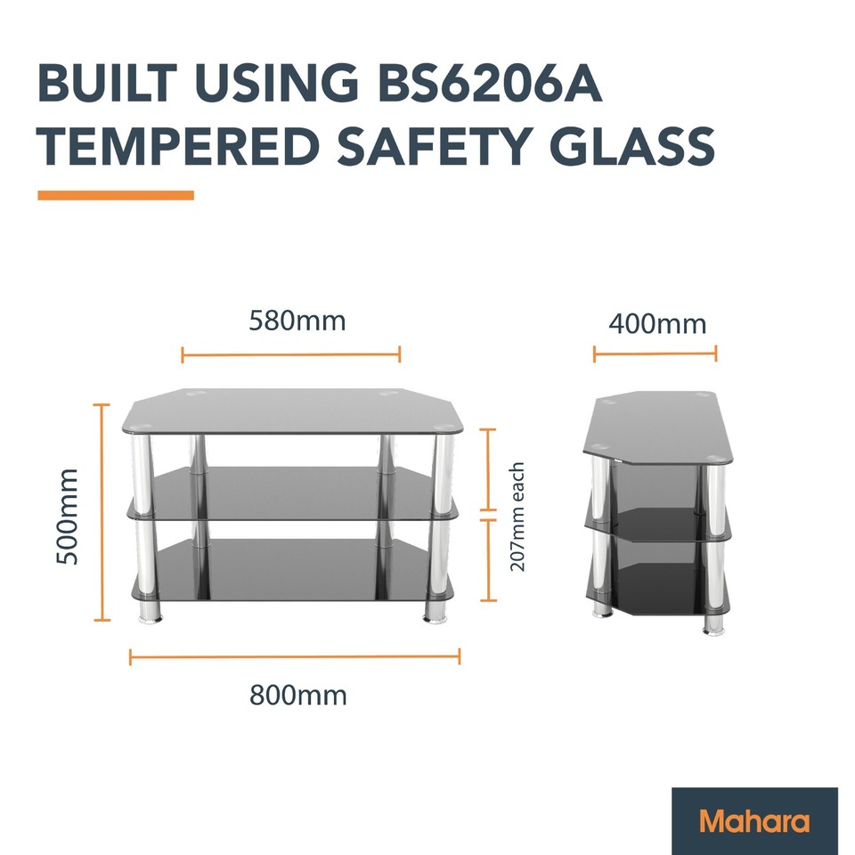 Glass TV Floor Stand Unit, Up To 43" TVs, Choice of Finishes, Glass ...