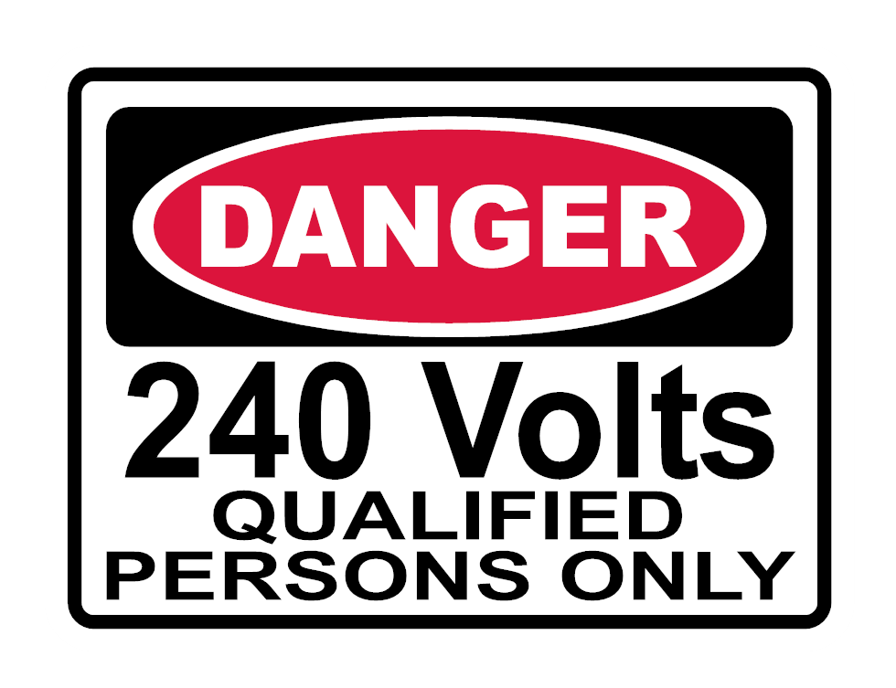 DANGER 240V SAFETY WARNING DECAL STICKER AUS MADE SYDNEY STOCK ...