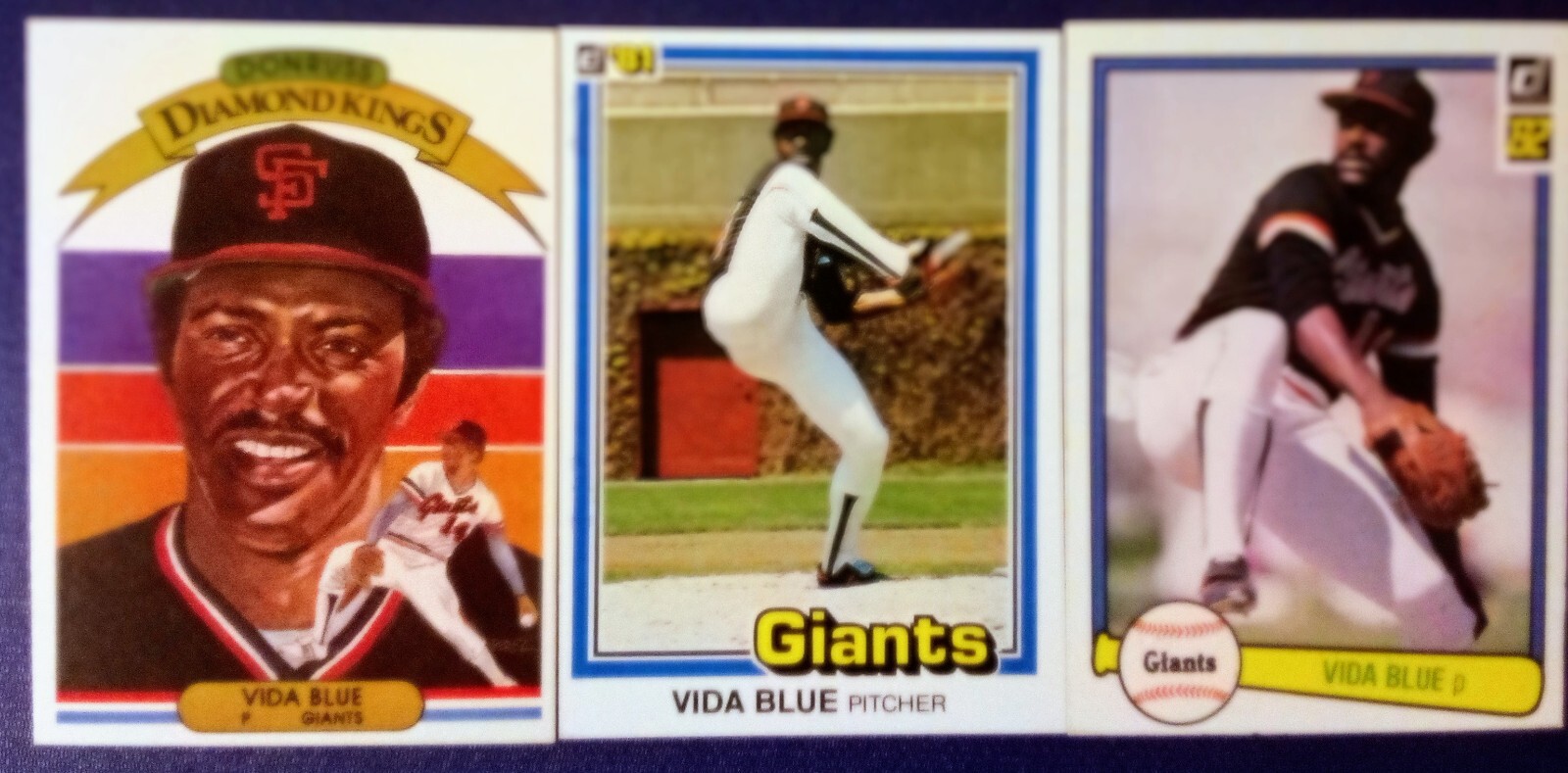 Vida Blue 3 Card Lot Early 80's 1981 & 1982 Donruss San Francisco ...