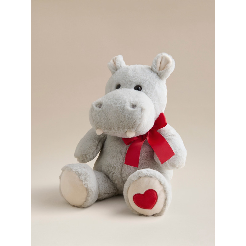 Grey Valentine Hippo Plush Teddy Soft Toy Romantic Valentine Gift For ...