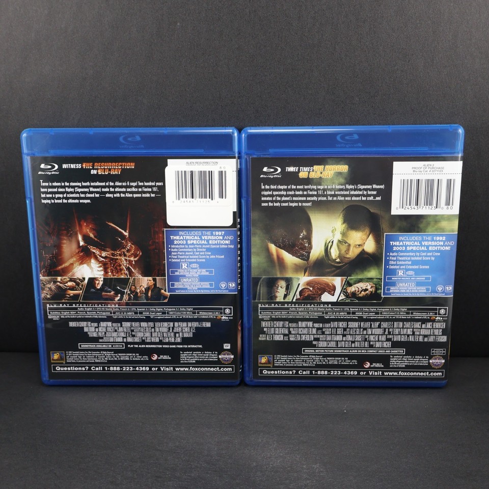 Alien Movie Blu Ray Lot w/ Alien, Aliens, Alien 3, Alien Resurrection ...
