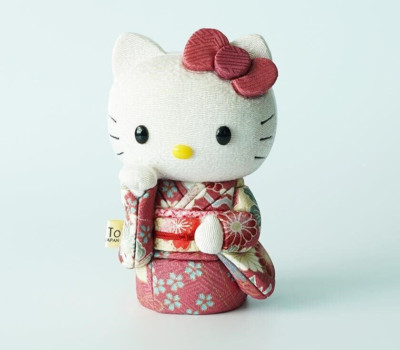 Hello Kitty Beckoning Cat Maneki Neko Edo Kimekomi Purple Lucky Charm ...