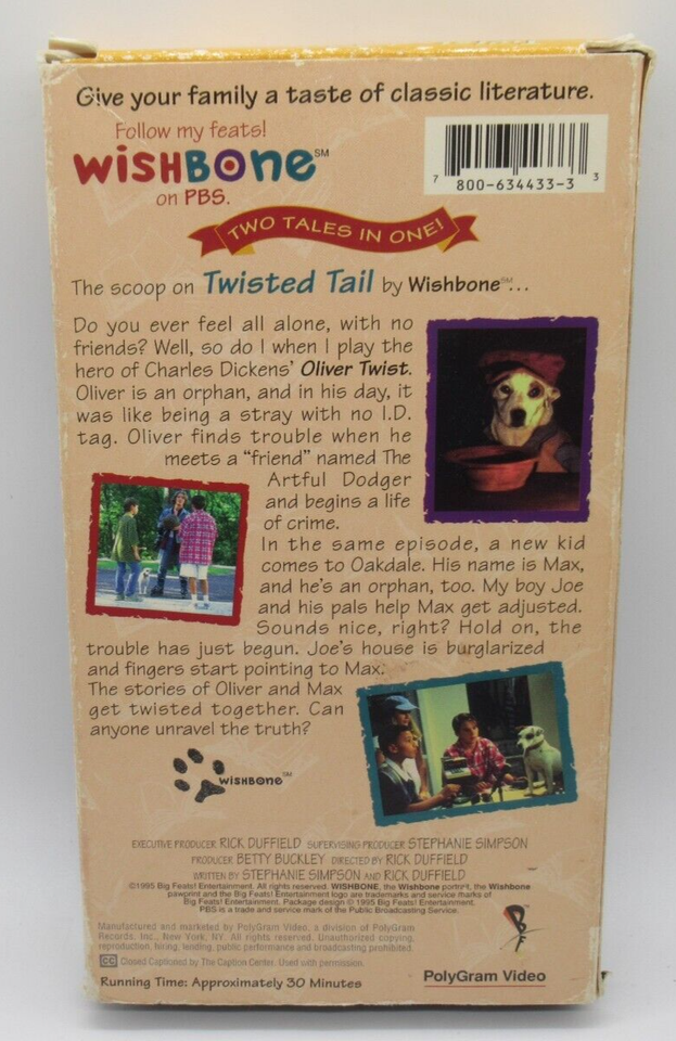WISHBONE - TWISTED TAIL VHS VIDEO, TWO TALES IN ONE, PBS FAMILY CLASSIC ...
