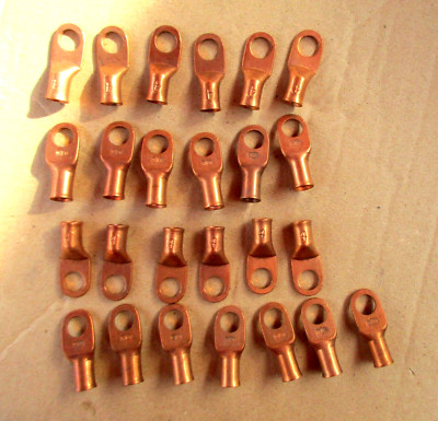 UL Listed Heavy-Duty Copper Wire Connector Lugs ~ 25-pcs 4 AWG Ring ...