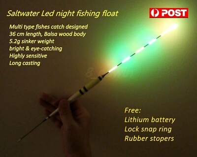 Saltwater LED Electronic Night Fishing Float + Battery, Great for ...
