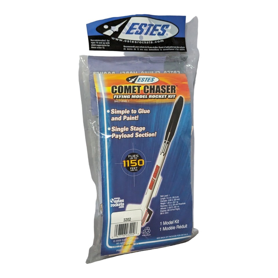 ESTES COMET CHASER Flying Model Rocket Kit Single Stage Vtg 2009 New ...