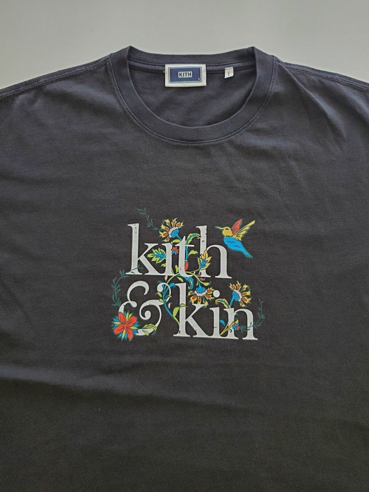 NEW KITH & Kin Hummingbird Flowers Mens Vintage Black Tee Shirt ...