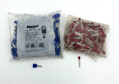 ~550 PCS Panduit Ferrules, Blue 14 AWG & Red 18 AWG for Stranded Wires ...